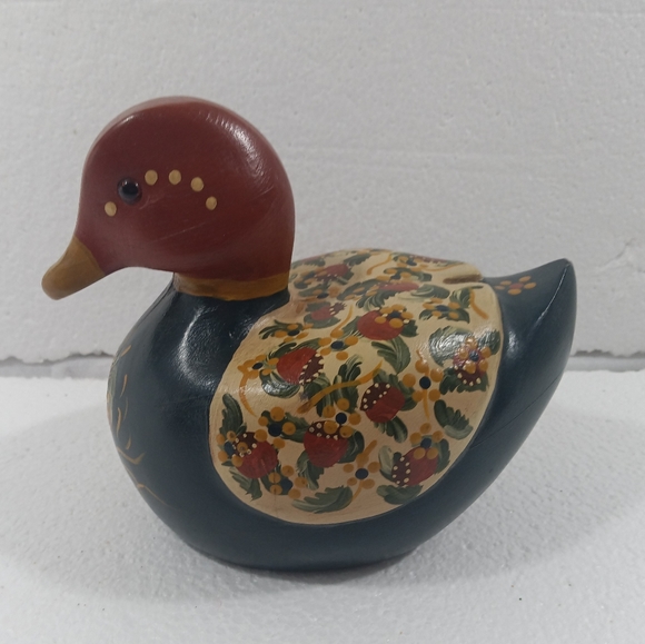 Accents | Vintage Wooden Hand Painted Duck Acorns Leaves Signed | Poshmark